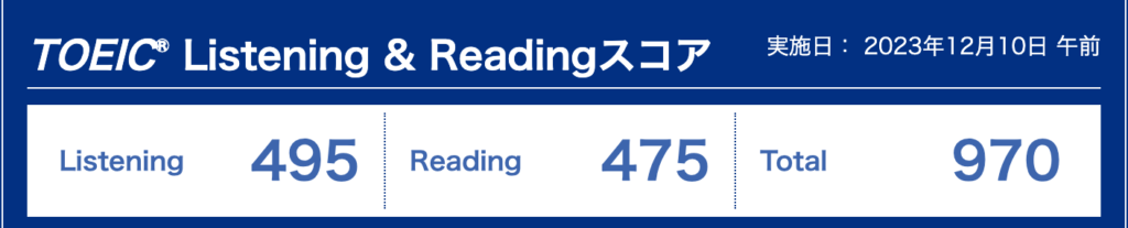第340・341回TOEIC(2023年12月10日)結果&生徒さんの結果